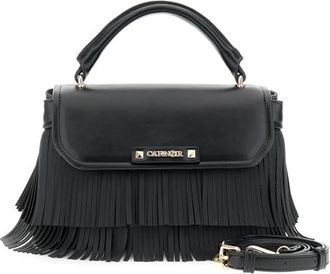 Cafènoir CafèNoir - Sac à main avec rabat et franges, pour femme, taille unique, Noir, Taille unique