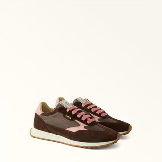 Furla Retro Sneaker Cioccolato Braun Wildleder + Meshstoff + Kalbsleder Damen