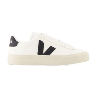 Veja Womens Campo Sneakers Veja Leather White-Black Calfskin Shoes