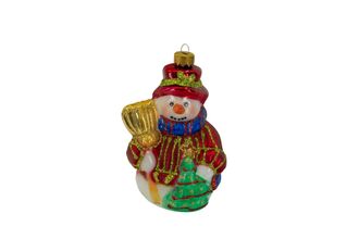 Krebs Glas Lauscha Weihnachtsdekoration/Christbaumschmuck aus Glas - Minifigur Besen - Weihnachtlicher Stil - Gr&ouml;&szlig;e: ca. 9 cm