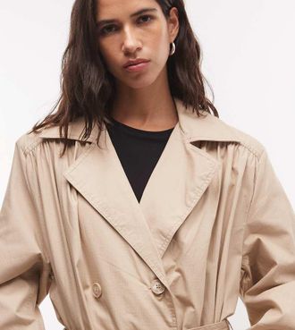Monki langer Trenchcoat in Beige-Neutral