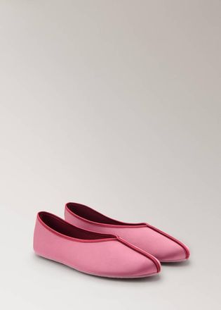 Mango Ballerines en satin passepoil contrast&eacute; fuchsia - Femme - 36 - MANGO