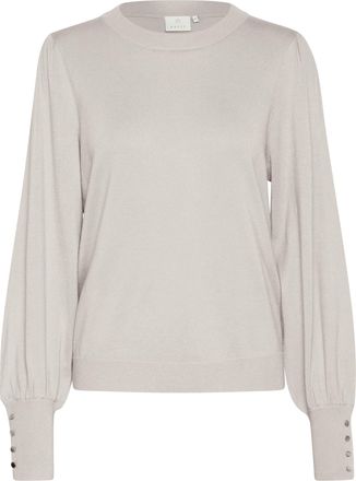 Kaffe Strickpullover KAlizza Damen Strickpullover Langarm Rundhals Mode Pulli S, Elephant Skin Melange S