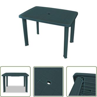 vidaXL Gartentisch Schirmloch - Gartentisch Gr&uuml;n 101 x 68 x 72 cm Kunststoff