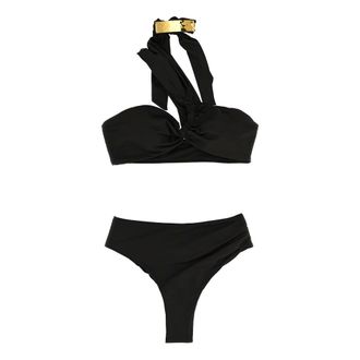 Elisabetta Franchi Femme, Maillots de bain, Noir, Taille: 42 FR Bikini avec d&eacute;tail bijou