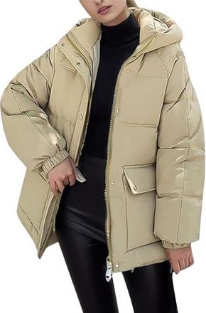 Generic Veste Courte Fourrure Femme Doudoune Legere Femme Veste à Chaude à Manches Longues Pour Femmes Couleur Unie Avec Grandes Poches Doudoune Courte Mantea