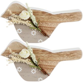 Com-Four 2X Dekofigur aus Holz - Vogel für Frühlingsdeko - Aufsteller zu Ostern, Frühling, Sommerdeko - leichte Holz-Figur- Osterdekoration (2 Stück - Vogel Ho