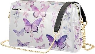 Mnsruu Sacs à bandoulière pour femme, sac à main en cuir violet et feuilles de papillon