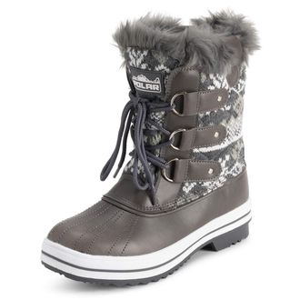 Polar Damen Mid Gepolstert Thermal Dauerhaft Gummisohle Wasserdicht Winter Schnee Kunstpelz Stiefels - Grau cardy - UK5/EU38 - YC0634