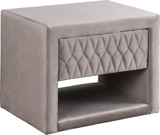 Vente-Unique Nachttisch Daniele - 1 Schublade & 1 Ablage - Samt - Beige