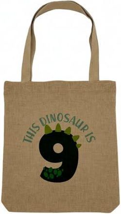 Fabulous Sac Shopping Tote Bag Aspect Lin - This Dinosaur is 9 Birthday Celebration Kids Party Gift Theme - Sac de Courses Toile Epaisse 360g Beige Naturel Cab