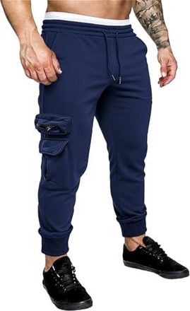 Generic Pantalon de jogging pour homme - Coupe ajust&eacute;e - Couleur unie - Avec plusieurs poches - Taille &eacute;lastique avec cordon de serrage - Confortable et respi