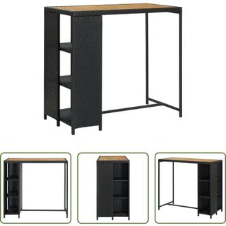 vidaXL vidaXL Akazienholz - Bartisch mit Regal Schwarz 120x60x110 cm Poly Rattan