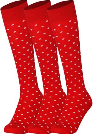 MySocks Unisex Kniestrümpfe Gepunktet Aus Extra Fein Gekämmter Baumwolle, 3 Paar Gepunktet Rot 42-46