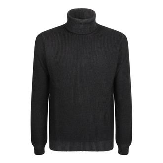 Dell'Oglio Homme, Pulls, Noir, Taille: L Tricot Noir Col Haut Pull