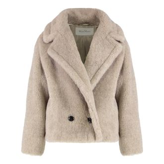 Max Mara Femme, Vestes, Beige, Taille: 38 FR Manteau en tissu Teddy alpaga et cachemire
