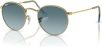 Ray-Ban Round Metal Sonnenbrillen Gold Fassung Blau Glas 53-21