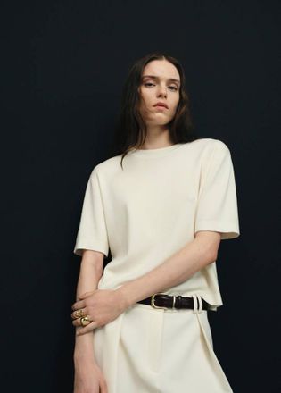 Mango Ceinture cuir boucle bordeaux - Femme - XL - MANGO