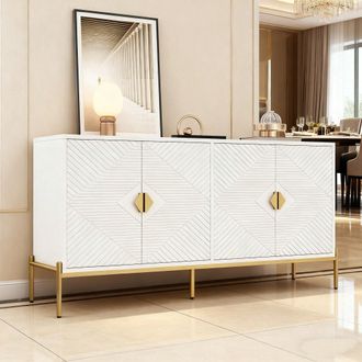 Generic Modernes Sideboard 162x40x80 cm (B/H/T) | Schrank & Kommode kombinierbar | Vielseitig für Wohnzimmer/Esszimmer/Eingang | Praktischer Lagerschrank (Whi