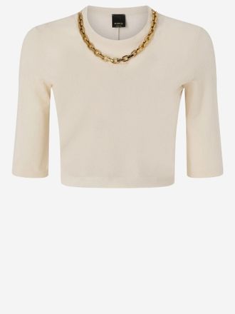 Pinko Womens Sweater Kimberly Ivory Cotton