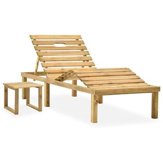 vidaXL Vidaxl - Chaise longue de jardin avec table Bois de pin impr&eacute;gn&eacute;