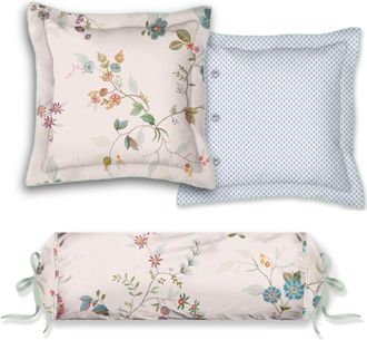 Pip Studio Dekokissen Nackenrolle Kawai Flower Wei&szlig; Bl&uuml;ten Zweige Floral Gebl&uuml;mt Baumwolle Wendeoptik Perkal, Gr&ouml;&szlig;e:45 x 70 cm