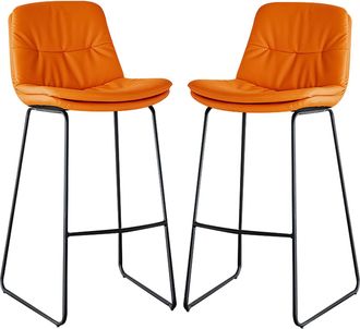 Generic Lederbezogene Barhocker, gepolsterte Tresenhocker mit R&uuml;cken- und Fu&szlig;st&uuml;tze, hohe Barhocker f&uuml;r K&uuml;cheninsel, Caf&eacute;, Kneipe