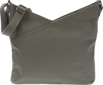 Leconi LE0065 Sac à bandoulière en cuir souple naturel pour femme 32 x 29 x 3 cm, Olive, m