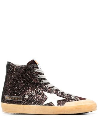 Golden Goose Francy Penstar Glitter Upper Suede Toe Leather Star And