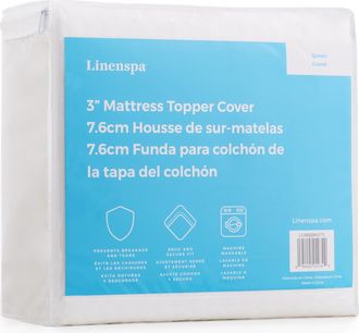 Linenspa Matratzenauflage, 7,6 cm, Doppelbett, nur Bezug, maschinenwaschbar, atmungsaktiv, rutschfest, Bezug f&uuml;r Matratzenauflage mit Rei&szlig;verschluss, nur Wei&szlig;