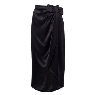 Valentino Bow Draped Midi Skirt - - Skirts - Damen - Schwarzk - M