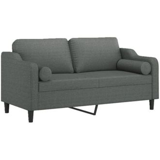 vidaXL Vidaxl - Canap&eacute; droit 2 places gris fonc&eacute; 140 cm - Tissu polyester - Coussins d&eacute;coratifs inclus - Charge max 110 kg par si&egrave;ge