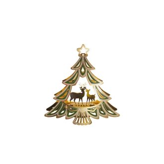 Krebs Glas Lauscha Weihnachtsdekoration/Christbaumschmuck - Weihnachtsaufh&auml;nger aus Metall - Motiv: Tanne - Gr&ouml;&szlig;e: ca. 5,5 cm