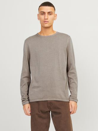 Jack & Jones Rundhalspullover JACK & JONES JJELEO aus pflegeleichter Baumwollqualit&auml;t, Herren, Gr. XXL, beige, Obermaterial: 100% Baumwolle, schmal, Rundhals, Pull