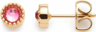 Leonardo Ohrstecker Anka 1 Paar - Ohr-Schmuck aus goldfarbenem Edelstahl - pinker Glaskristall eingefasst mit ziselierten Rand - Schmuck Geschenk für Frauen - 