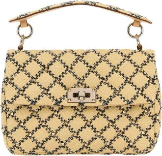 Valentino Garavani Femme, Sacs, Beige, Taille: ONE Size Sac &agrave; main Rockstud en raphia