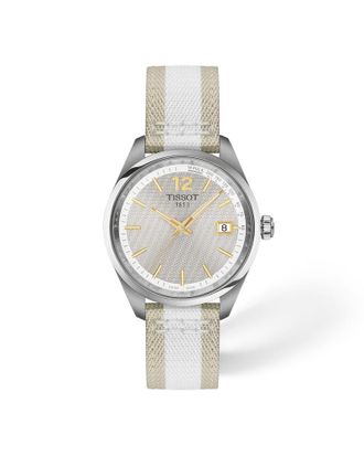 Tissot PR 100 34mm, Schweizer Quarzwerk, Textilband Damenuhr T150.210.17.037.00