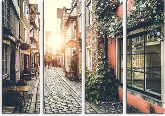 Paul Sinus Art Fotoleinwand 4Teile je 90x30cm Landschaftsfotografie - Alte europäische Stadt