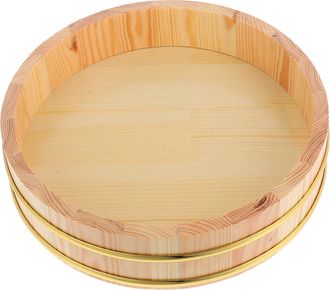 PartyKindom Holz Sushi Reis Mischwanne mit Goldrand Traditionelle Hangiri Sch&uuml;ssel Gro&szlig;e Kapazit&auml;t Multifunktional f&uuml;r Sushi Zubereitung und K&uuml;chenaufbewahrung El