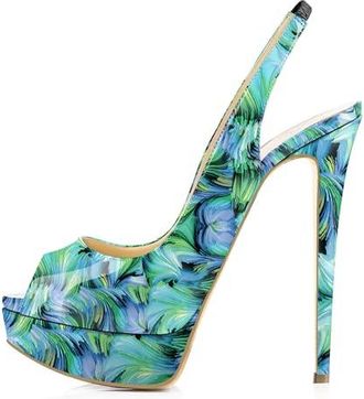 EDEFS Sandales Plateforme pour Femmes Sexy Talon Aiguille de 14 cm et Lanière de Cheville Talons Hauts Décolleté pour Moments de Fête Inoubliables Vert Flor