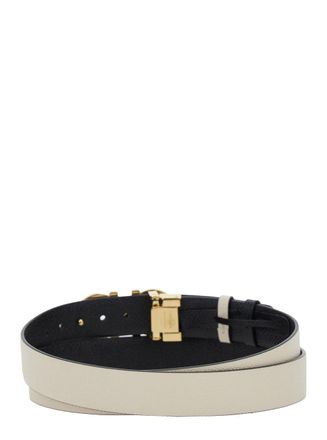 Ferragamo Womens Belt White Leather With Gancini Buckle Calf