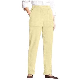 Generic Pantalon en velours c&ocirc;tel&eacute; pour femme - Taille &eacute;lastique - Jambe droite - Pantalon dhiver tendance daffaires d&eacute;contract&eacute; - Couleur unie - R&eacute;tro - Bagg