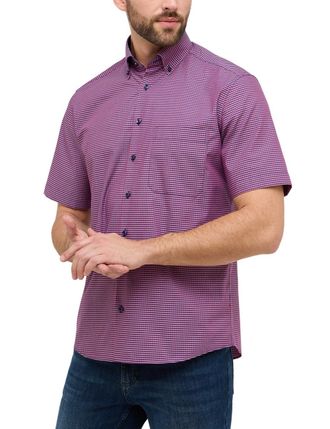 Eterna Langarm Hemd Comfort Fit Vichy Popeline Kariert Gr&ouml;&szlig;e 41, Farbe rot-blau