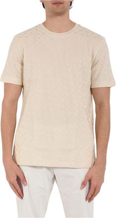 HUGO BOSS Homme, Tops, Beige, Taille: M T-shirt en coton merceris&eacute; avec monogramme