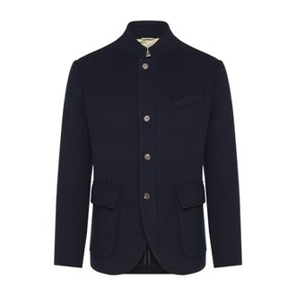 Eleventy Homme, Vestes, Bleu, Taille: XL Veste en Laine Vierge avec Boutons sur le Devant