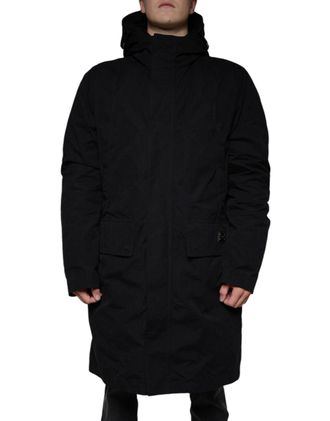 Dolce & Gabbana Mens Black Hooded Parka Cotton Trench Coat Jacket Polyester Silk Clothing