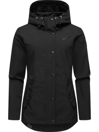 Ragwear leichte Damen &Uuml;bergangsjacke kurz wasserdicht (Wassers&auml;ule: 11.000mm) und atmungsaktiv Softshelljacke mit Kapuze Margge Shell YOUMODO Black Gr. M