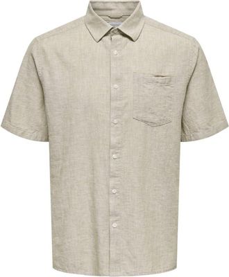 Only & Sons Herren ONSCAIDEN Life REG SS 1 PKT Shirt Kurzarmhemd, Chinchilla, Medium