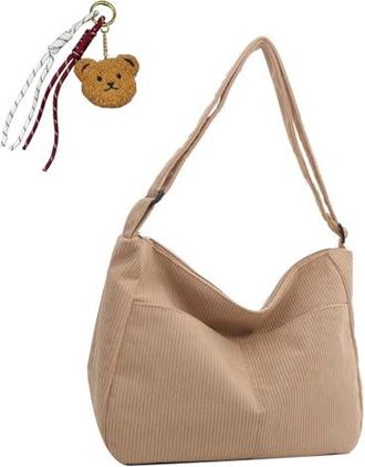 Generic Sac &agrave; bandouli&egrave;re d&eacute;contract&eacute; en velours c&ocirc;tel&eacute; pour femme, joli sac &agrave; main l&eacute;ger avec sangle r&eacute;glable, id&eacute;al pour l&eacute;cole, le travail, les voyages, ka