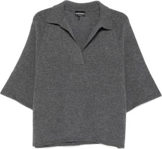 Emporio Armani Femme, Pulls, Gris, Taille: 42 FR Haut en maille &agrave; col